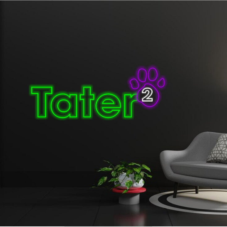 Tater's Custom LED Neon Sign - Illuminate Your Dog Training Sessions